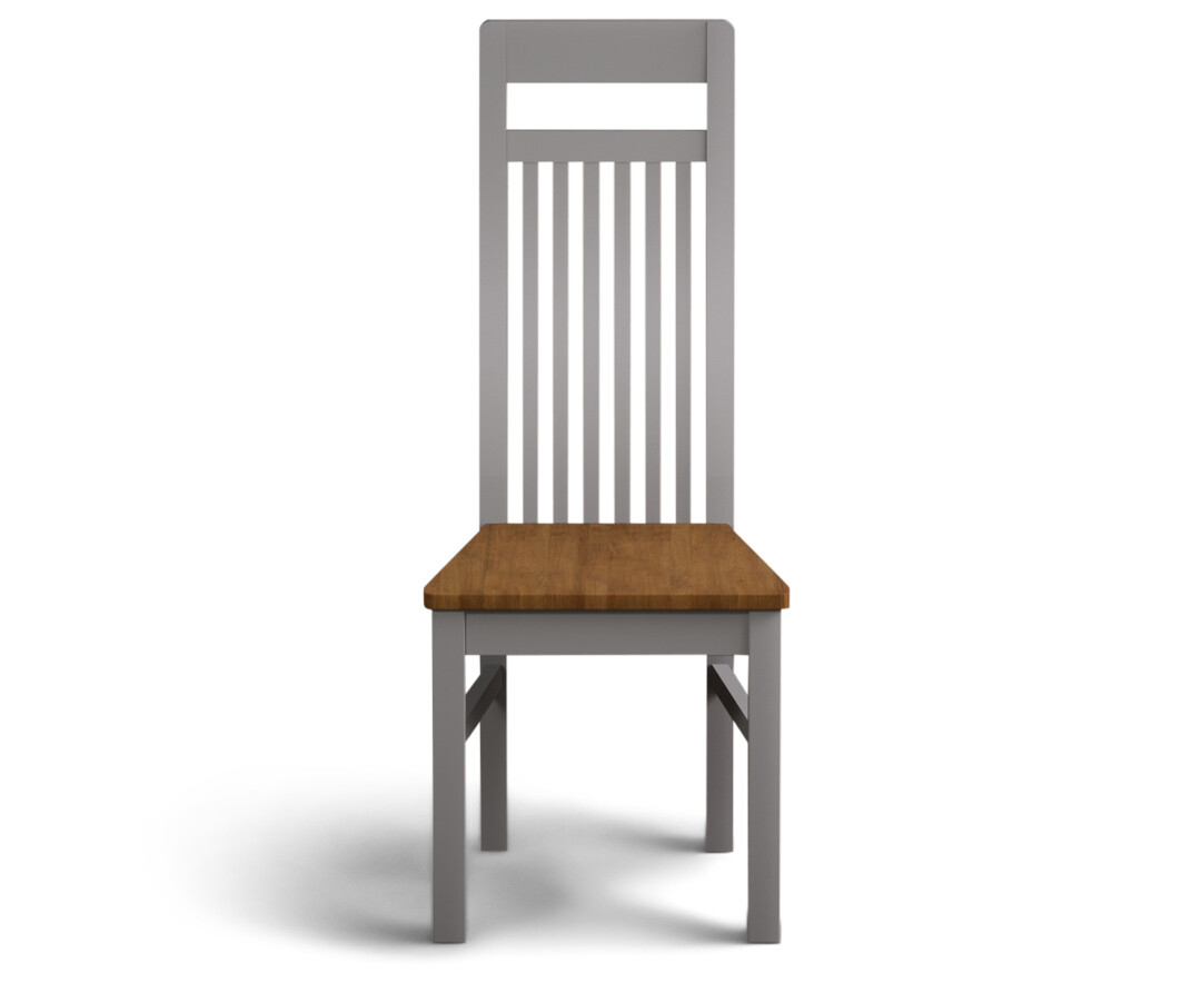 Monroe Light Grey Painted Dining Chairs with Rustic Oak Seat Pad |Oak&More