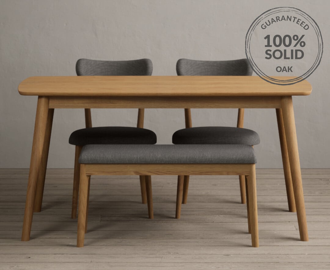Nordic 150cm Solid Oak Dining Table with Nordic Chairs and Benches