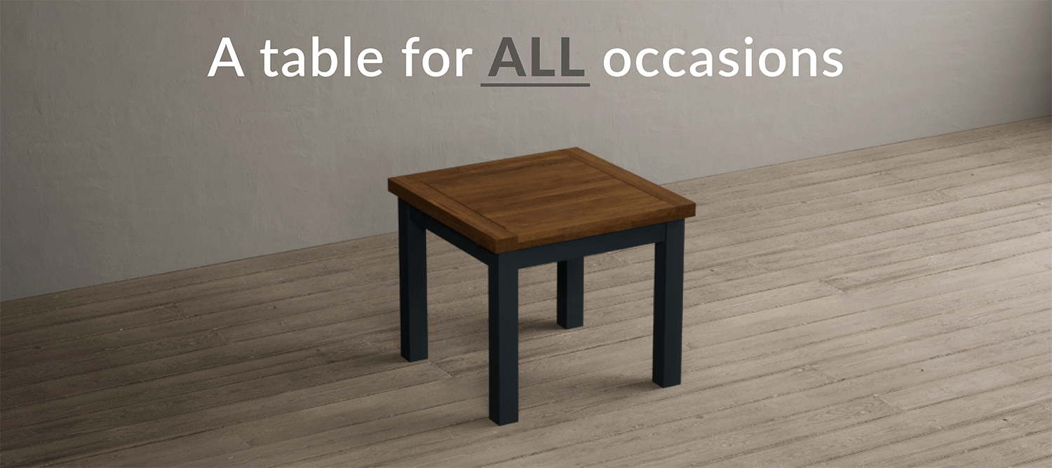 Extending Buxton 90cm Oak and Dark Blue Dining Table with X Back Chairs ...