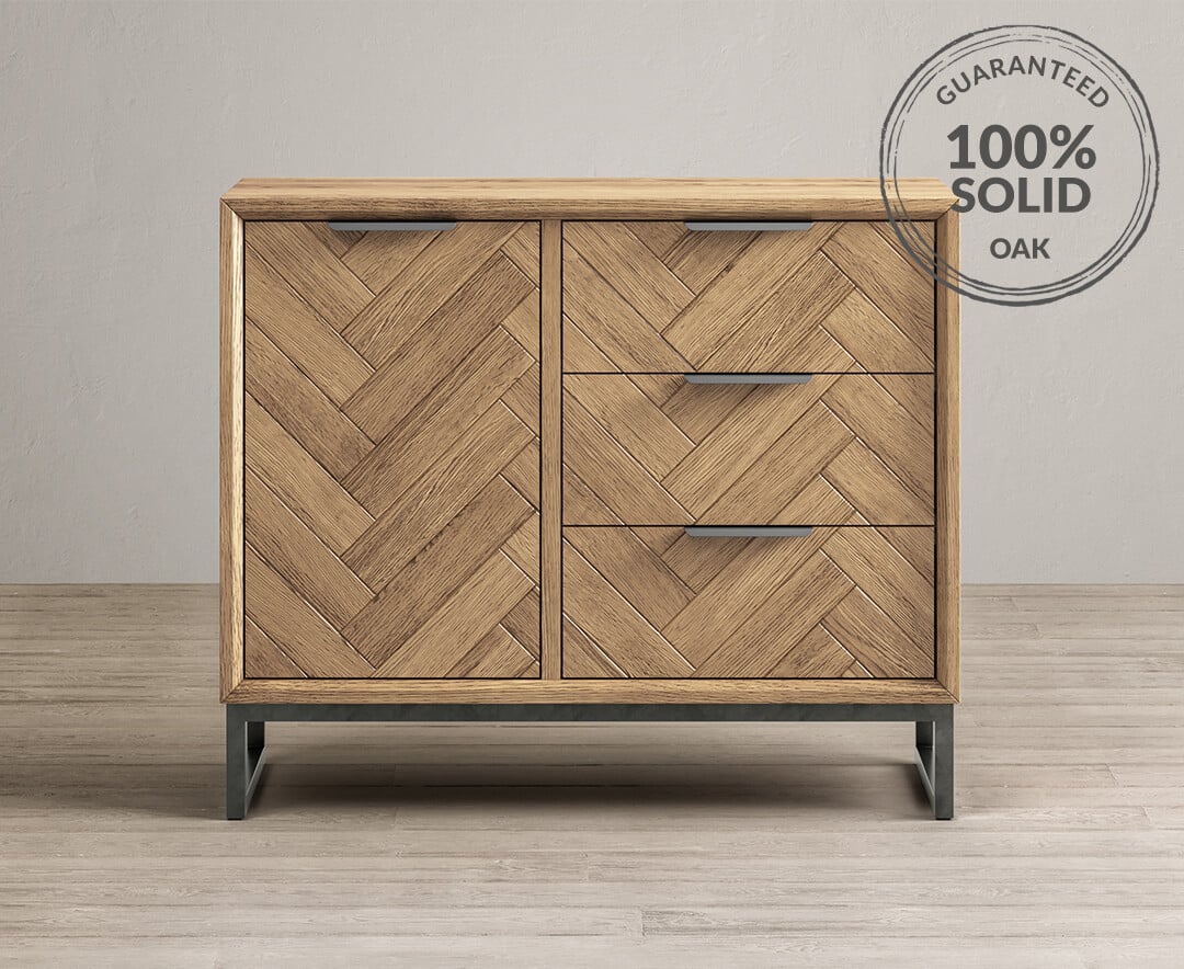Herringbone Solid Oak Small Sideboard | Oak&More