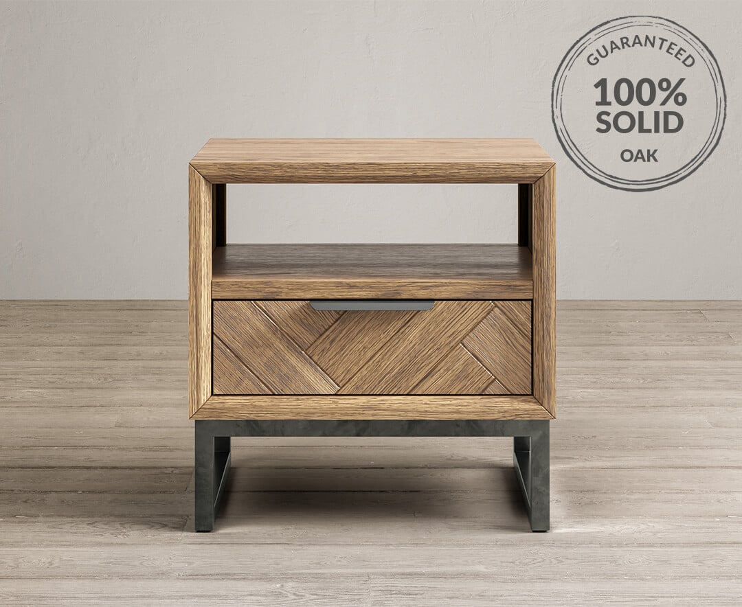 Herringbone Solid Oak Lamp Table | Oak&More