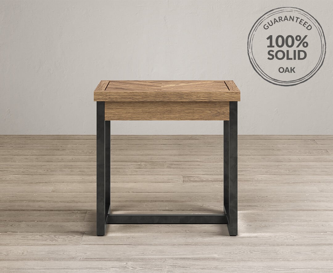 Herringbone Solid Oak Dressing Table Stool | Oak&More