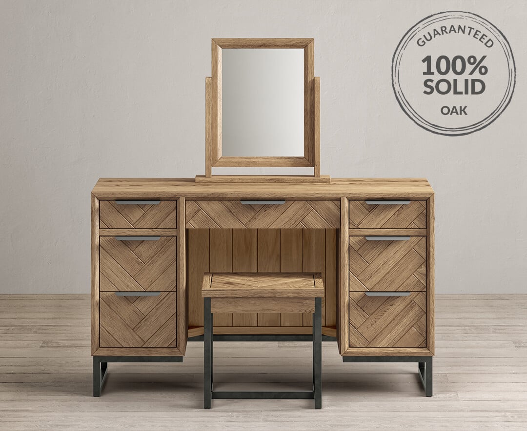 Herringbone Solid Oak Dressing Table Set | Oak&More