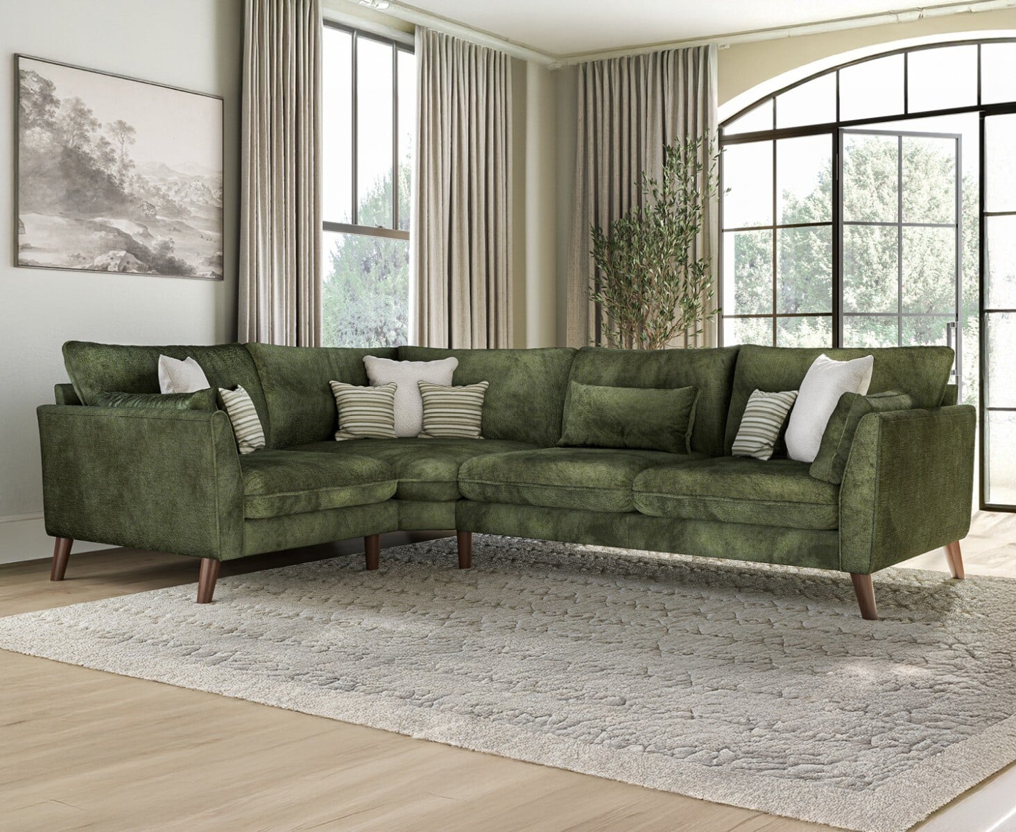 green corner settee