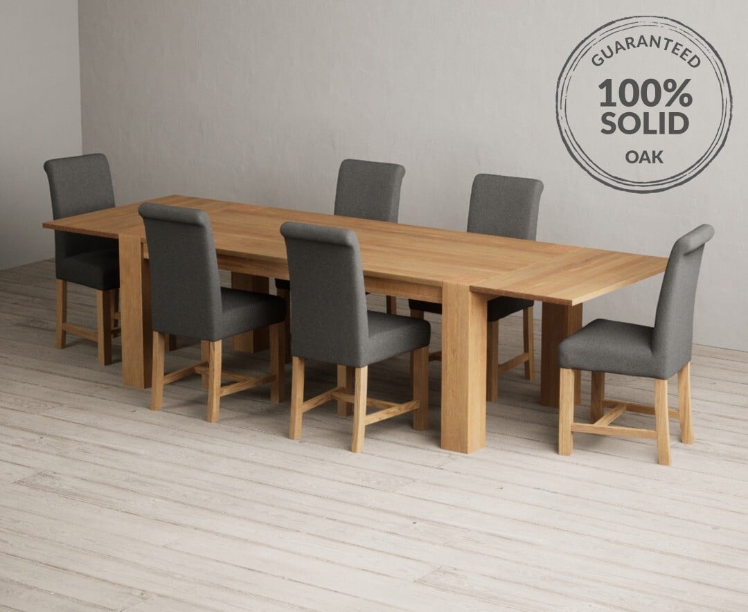 Extending Sheringham 200cm Solid Oak Table With Braced Leg Chairs |Oak&More