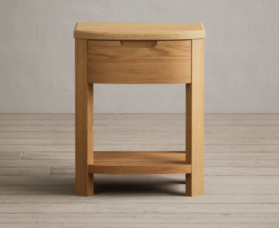 Somerton Curved Solid Oak 1 Drawer Bedside Chest | Oak&More
