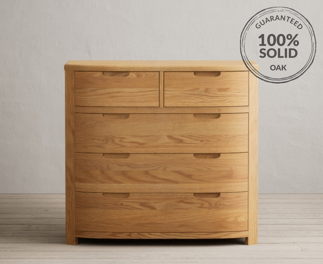 Somerton Curved Solid Oak 2 Over 3 Chest of Drawers | Oak&More