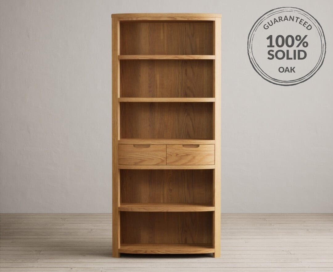 Somerton Curved Solid Oak Tall Bookcase | Oak&More