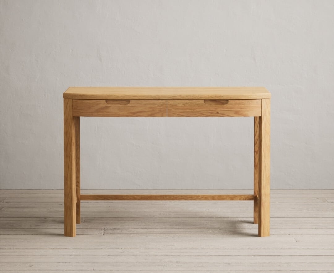 Somerton Curved Solid Oak Compact Desk | Oak&More