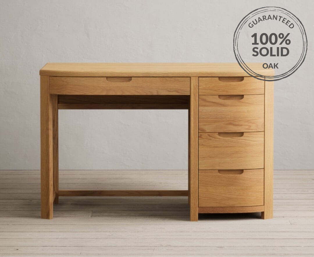 Somerton Curved Solid Oak Computer Desk | Oak&More
