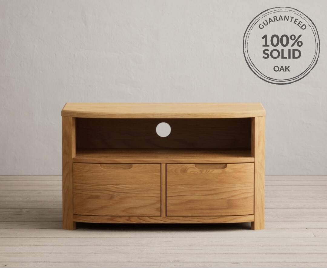 Somerton Curved Solid Oak Small TV Unit | Oak&More