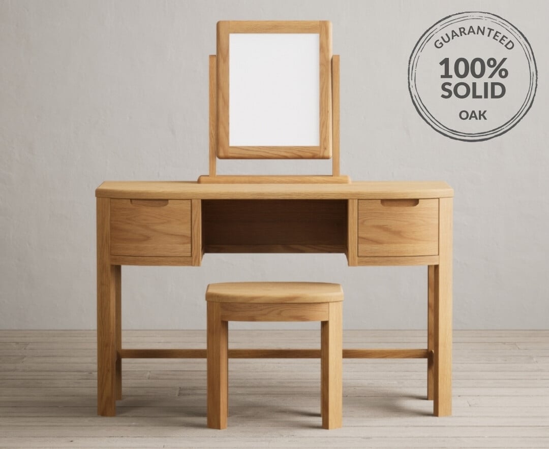 Somerton Curved Solid Oak Dressing Table Set