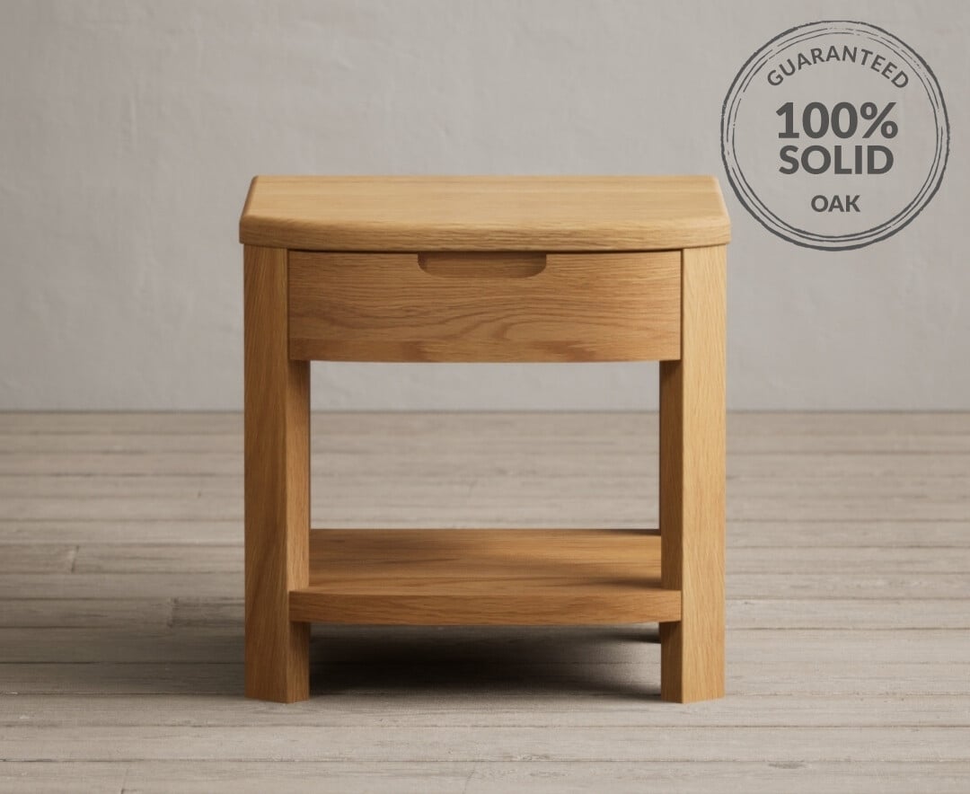 Somerton Curved Solid Oak 1 Drawer Lamp Table | Oak&More