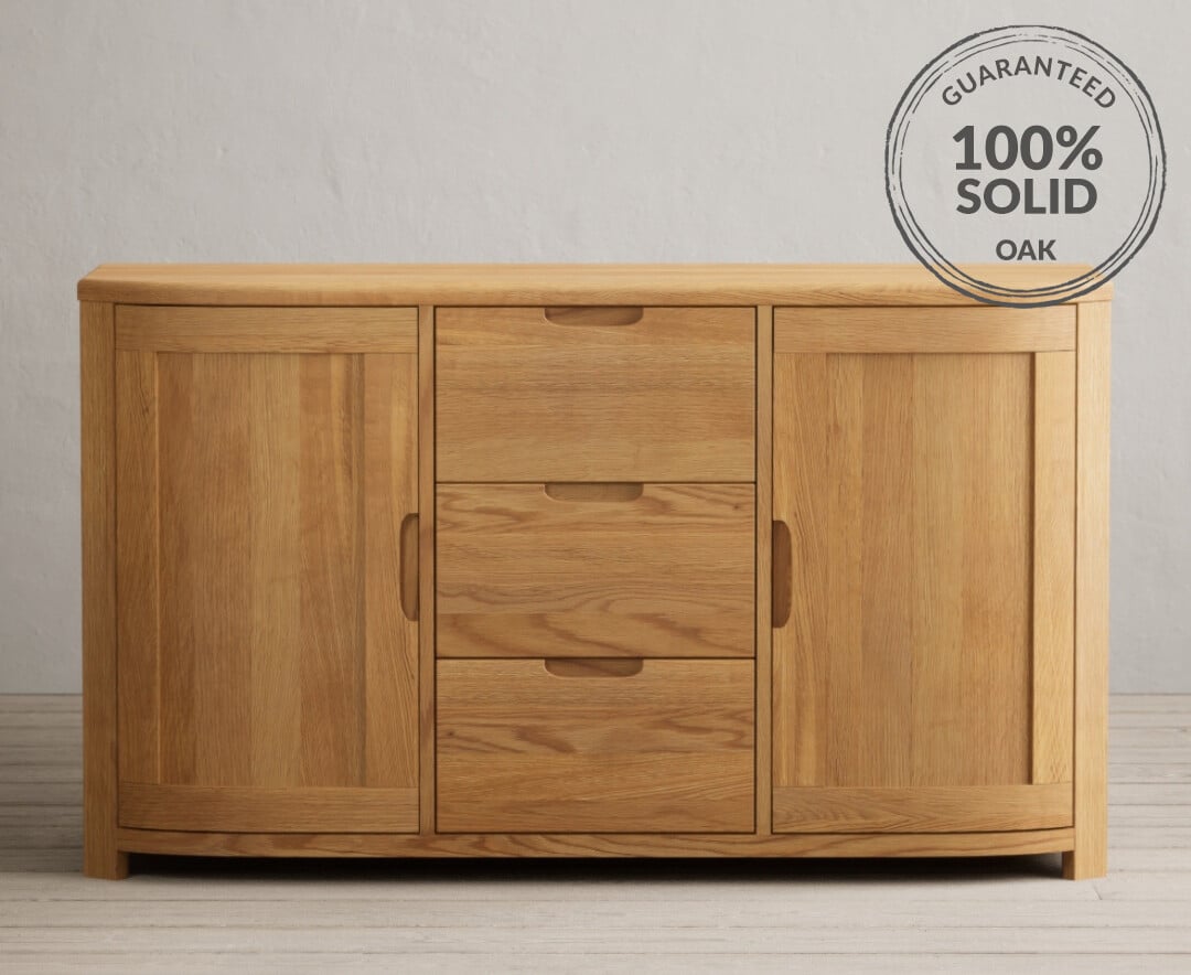 Somerton Curved Solid Oak Large Sideboard | Oak&More
