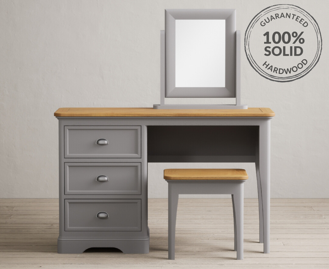 Felton Oak and Light Grey Painted Dressing Table Set | Oak&More