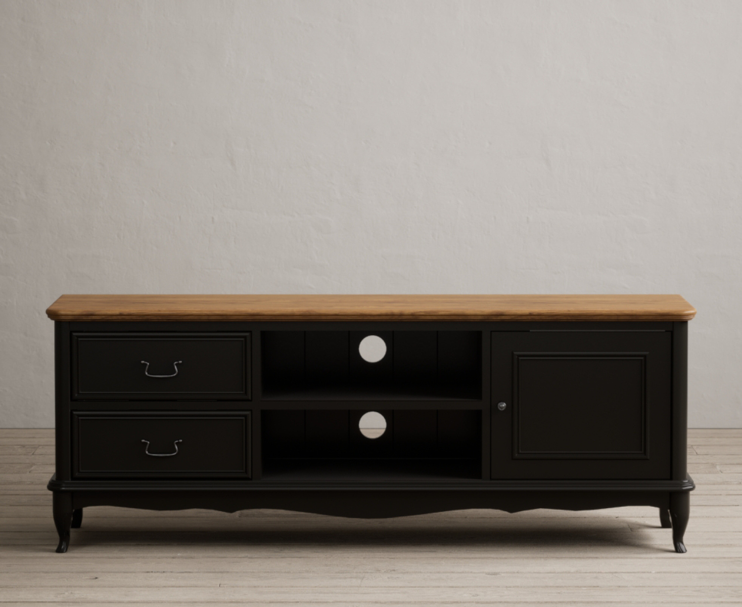 Chateau Noir Oak and Black Painted Super Wide TV Cabinet | Oak&More