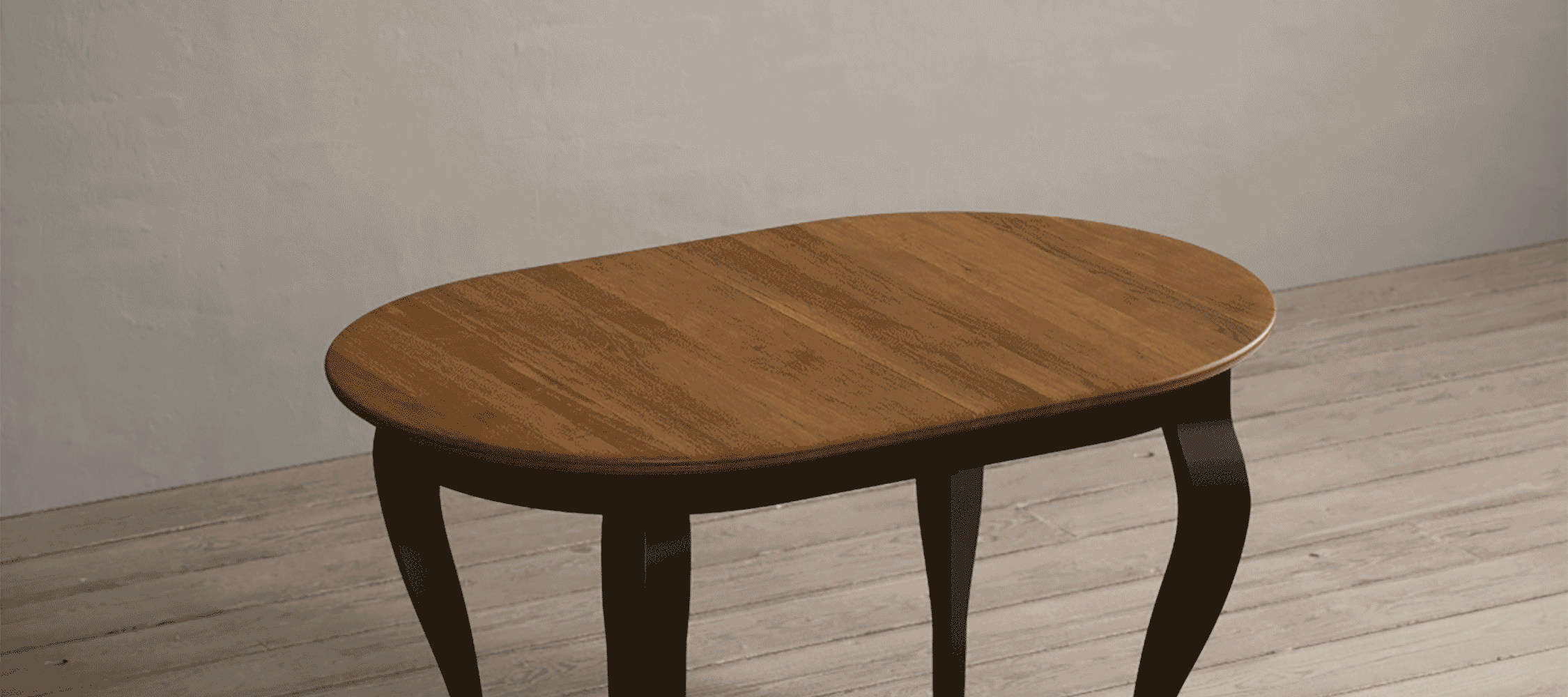 Extending Chateau Noir 140cm Oak and Black Painted Oval Dining Table ...