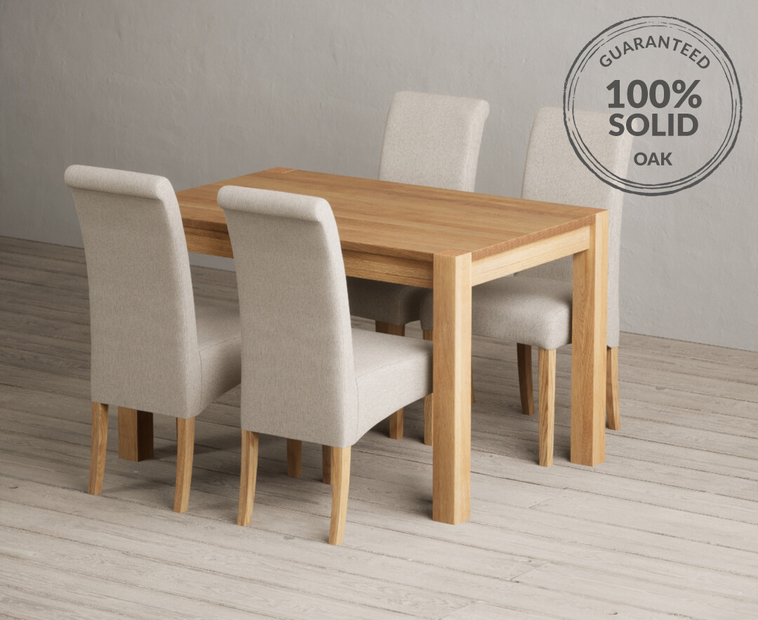Thetford 120cm Solid Oak Dining Table with Scroll Back Chairs |Oak&More