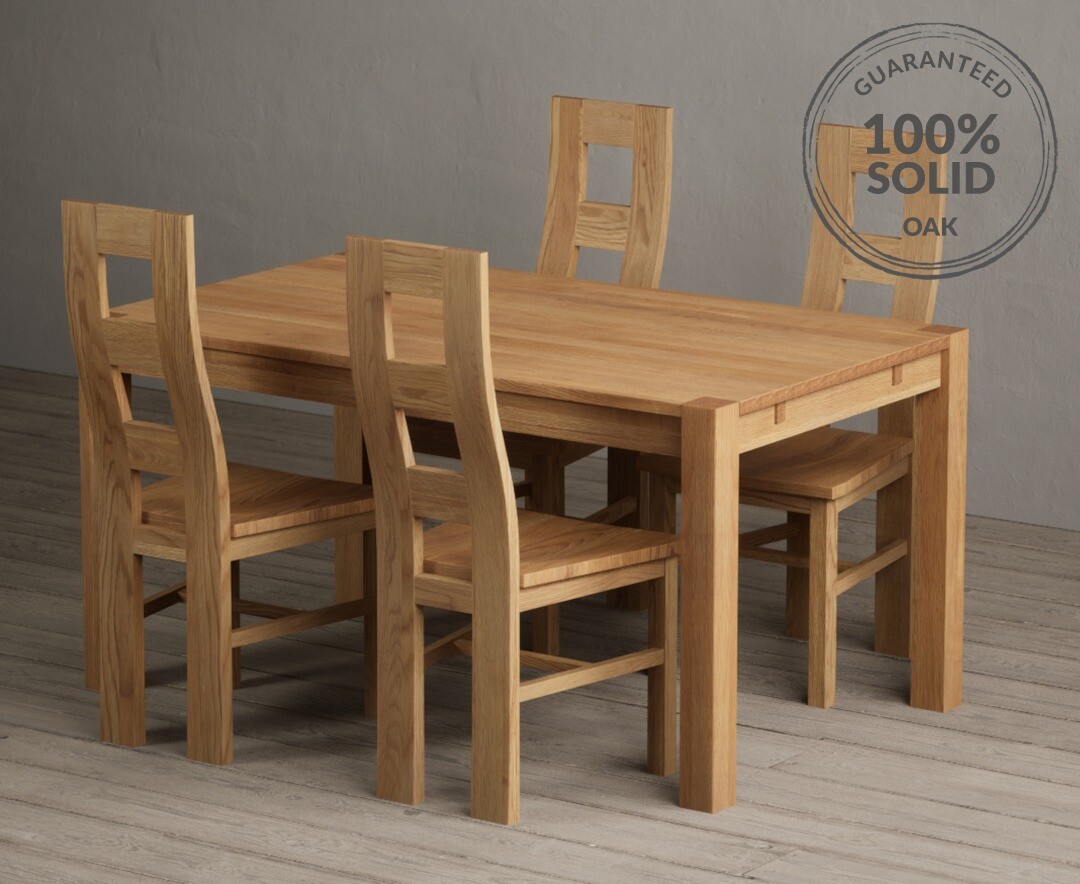 Thetford 150cm Solid Oak Dining Table with Flow Back Chairs