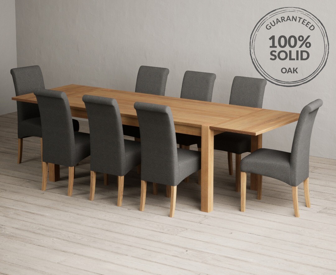 Extending Thetford 180cm Solid Oak Dining Table with Scroll Back Chairs ...