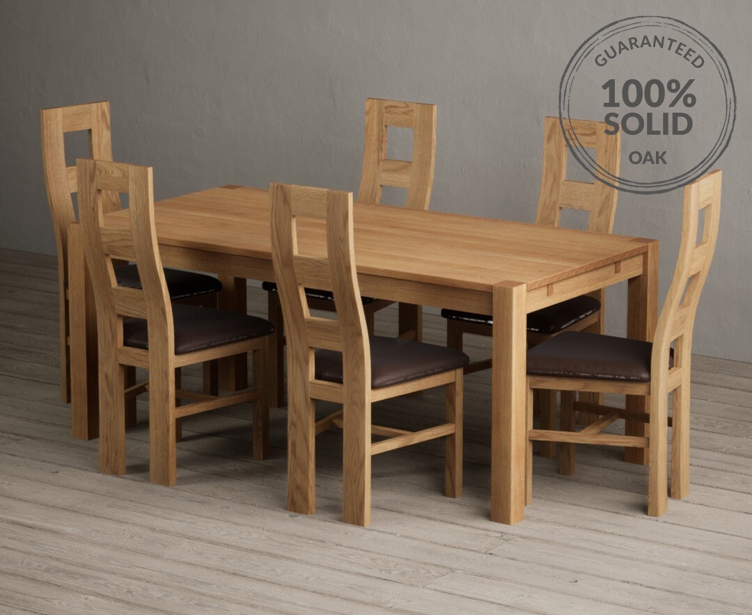 Thetford 180cm Solid Oak Dining Table with Flow Back Chairs