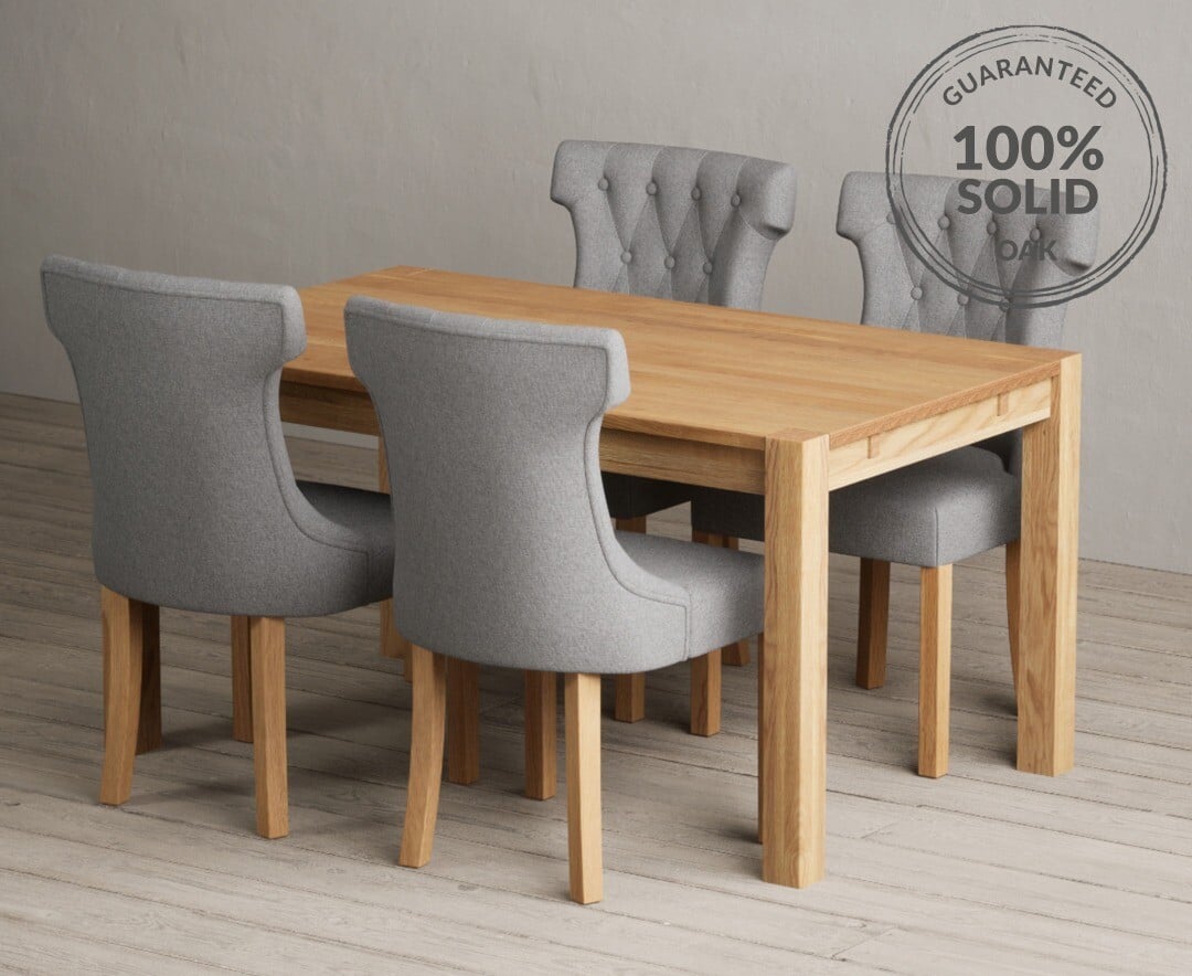 Thetford 150cm Solid Oak Dining Table with Clara Fabric Chairs |Oak&More