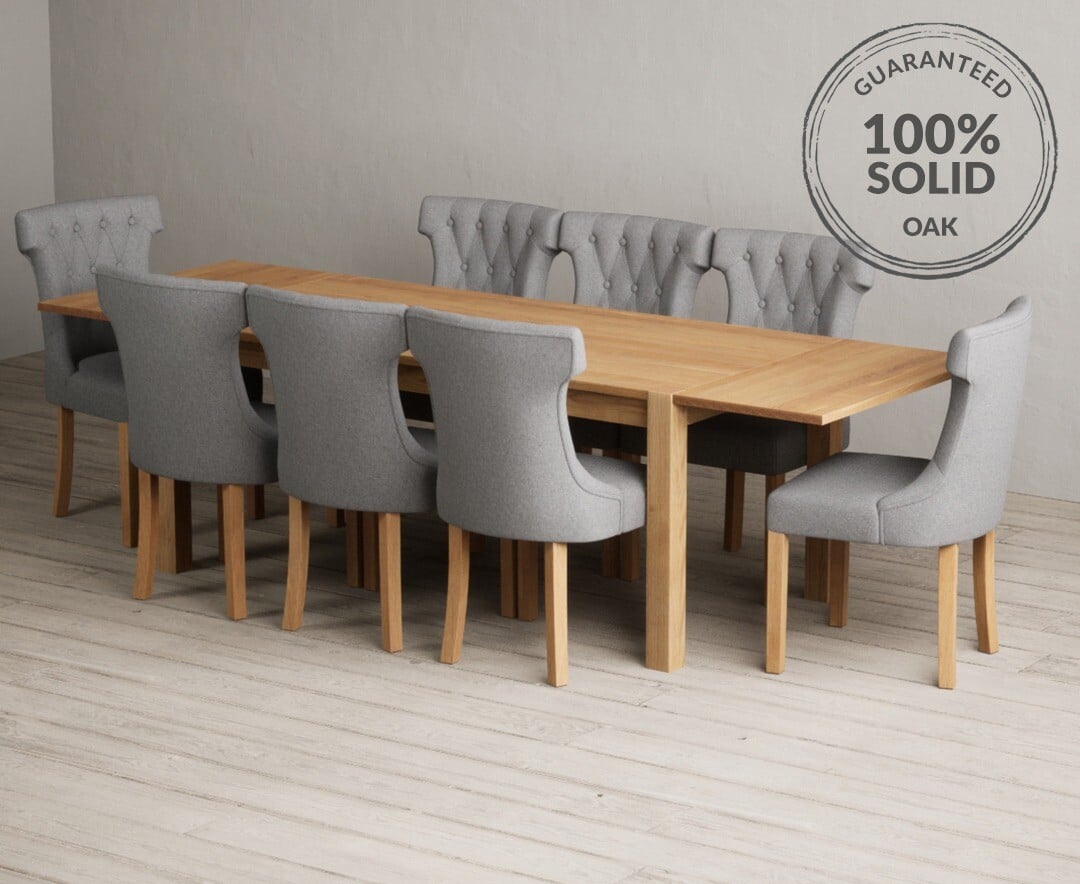Extending Thetford 180cm Solid Oak Dining Table with Clara Fabric ...