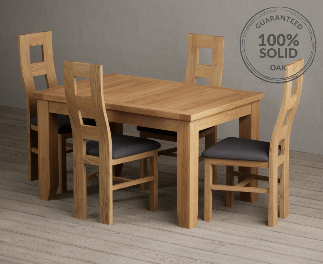 Extending Yateley 130cm Solid Oak Dining Table with Flow Back Chairs ...