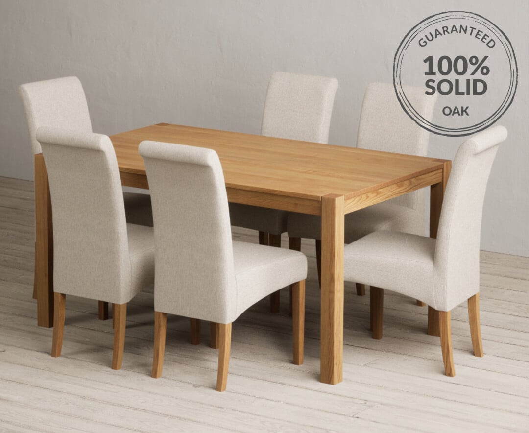York 150cm Solid Oak Dining Table with Scroll Back Chairs|Oak&More