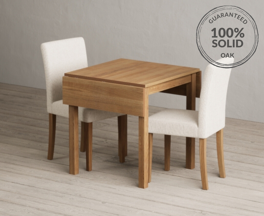 Extending York 70cm Solid Oak Dining Table with Lila Fabric Chairs |Oak ...
